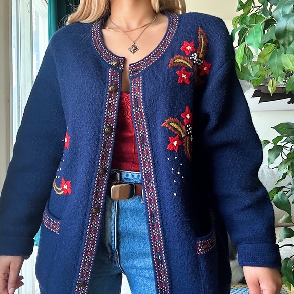 Vintage | Sweaters | 8s Maximalist Cabincore Kidcore Whimsical Floral ...